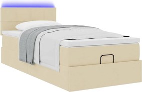 Osmanská postel s matrací &amp; LEDs krémová 90x200 cm látka 3312282