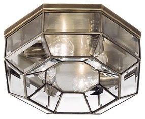 Il Fanale 379.00.80 Rilegato, vitrážové stropní svítidlo, fazetové sklo/pálená mosaz, 4x E27 max 15W, průměr 42cm