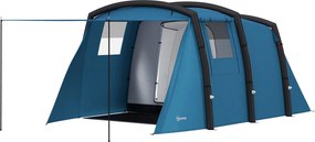 Inflatabilní stan Outsunny pro 3-6 osob s pumpou - stan na kempování UV50+ pro rodiny, větruodolný a rychlo-setup stan na 3 sezóny