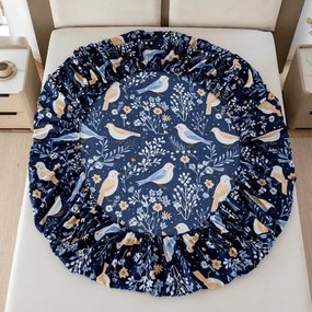 Prostěradlo z mikrovlákna DENIM BIRDS modré 90x200 cm