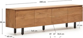TV stolek z masivu akácie v přírodní barvě 200x58x40 cm Uxue – Kave Home
