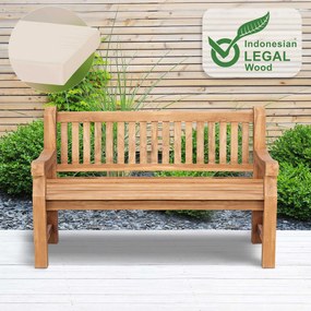 Teaková lavice Jackson s sedací polštář 150 cm + teak – krémová