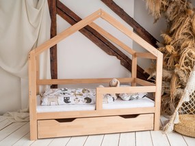 Woodisio Domečková postel  EMA PLUS Variant: 180 x 90, Barva: Přirodní dřevo, Veľkosť: S úložným prostorem