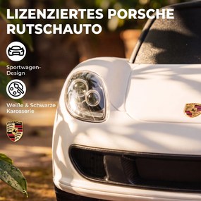 AIYAPLAY Odrážedlo pro děti Porsche odrážedlo s klaksonem, světlem a zvuky motoru, pro 18–36 měsíců, bílá