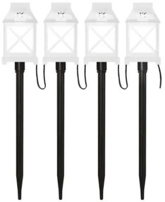 LED dekorace – zapichovací lucerny bílé, venkovní i vnitřní, studená bílá