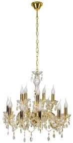 Zlatý křišťálový lustr Maria Teresa pro žárovku 12x E14 - Candellux
