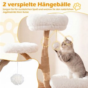 Costway Škrabadlo 134 cm 5 patro Kočičí strom s jeskyní Závěsná koule