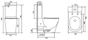 Sapho Sapho, DARIO RIMLESS WC kombi mísa s nádržkou, spodní/zadní odpad, bílá, PC106V