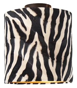 Stropní lampa matně černé sametové stínění s designem zebra 25 cm - Combi