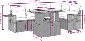 6dílná zahradní sedací souprava s poduškami béžová polyratan 3271745