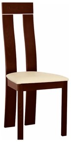 Dřevěná židle, ořech / ekokůže béžová, Tempo Kondela DESI