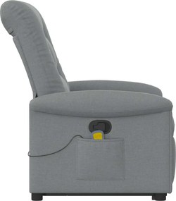 Zvedací masážní polohovací křeslo světle šedé textil 3303264