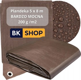 Hrubá Extra Silná plachta 5x8 Hnědá 200 g plachta vyztužená plachta