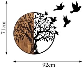Nástěnná dekorace 71x92 cm strom dřevo/kov