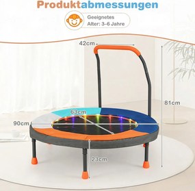 Costway Dětská trampolína Ø90 cm s LED osvětlením a madlem