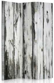 Ozdobný paraván Dřevěné desky - 110x170 cm, třídílný, obustranný paraván 360°