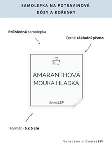 AMARANTHOVÁ MOUKA HLADKÁ – průhledná samolepka na dózu, 5 × 5 cm | DomaLEP
