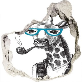 Wallmuralia Díra 3D fototapeta nálepka Žirafa v brýlích 75x75 cm