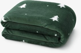 Goldea vánoční mikroplyšová deka deluxe - bílé stromečky na tmavě zelené 150 x 200 cm
