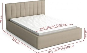 Casarredo - Komfort nábytek Čalouněná postel LUCINI 140x200, výběr látek | potah: madryt 9354