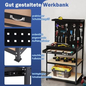 Costway Pracovní stůl nosnost 225 kg s perforovanou stěnou a zásuvkami