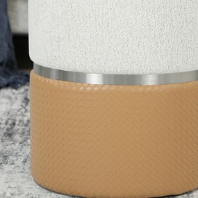 HOMCOM sada 2 úložných pufů potažených chenille a PU, polstrované sezení pro předsíň, ložnici, Hnědá a krémová