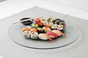 Kulatý servírovací tác čirý se šedým středem Průměr: 27cm