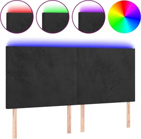 Čelo postele s LED černé 200x5x118/128 cm samet 3122212