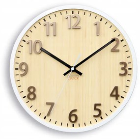 M.Clock Nástěnné bambusové 3D hodiny 30x30cm béžové