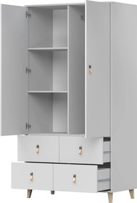 IDZ Šatní skříň FIGO 4S2D 06, 105 cm Bílá