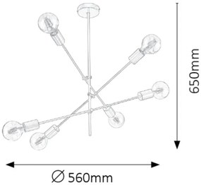 Rabalux 2104 - Lustr na tyči LANNY 6xE27/15W/230V