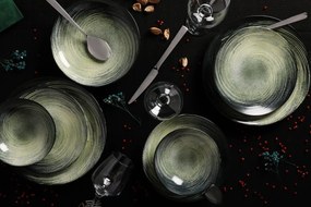 Porcelánová jídelní sada 24 ks Sat černá/zelená