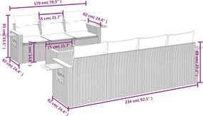 8dílná zahradní sedací souprava s poduškami šedá polyratan 3259050