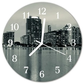 Skleněné hodiny kulaté Městské budovy fi 30 cm