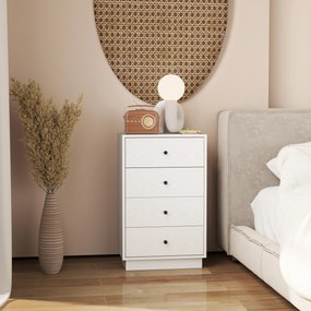 HOMCOM Komoda se 4 zásuvkami, skříň z dřevotřísky v moderním stylu, 47 x 29 x 75 cm, bílá