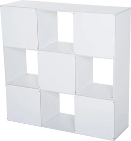 HOMCOM Knihovna 3-patrová Skříň s Úložným Prostorem 9 Krychlových Modulů Samostatný Regál Rozdělovací Stojan 91,5x29,5x91,5cm Dřevo