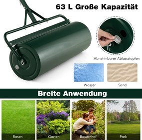 Costway Válec na trávu z kovu, válec na trávu k tlačení nebo tahání, zelený