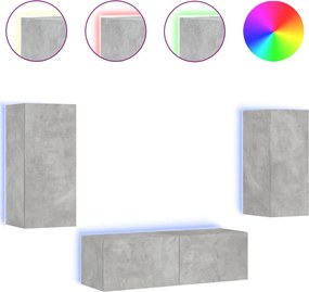 vidaXL 3dílná obývací stěna s LED osvětlením [3216870] Barva: šedá sonoma