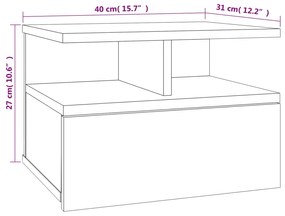 Plovoucí noční stolek kouřový dub 40x31x27 cm kompozitní dřevo - Default Title