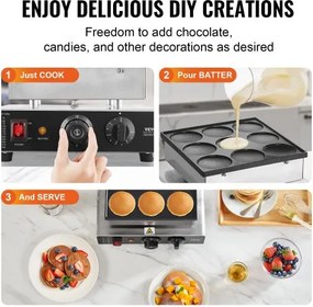 9PCS 76 mm Dutch Pancake Maker Komerční Dorayaki Baker 850 W nepřilnavý