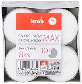 Krab – čajové svíčky MAX s dobou hoření 10 hodin, 8 ks