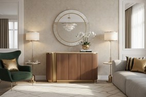 Komoda Stilig ST917 158 cm ořech/zlatá/travertin