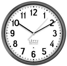 LAVVU Šedé tiché hodiny Accurate Metallic Silver řízené rádiovým signálem - 3 ROKY ZÁRUKA! LCR3011