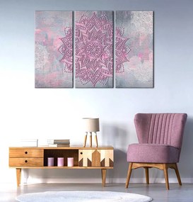 Třídílný obraz mandala růžová Velikost (šířka x výška): 90x60 cm