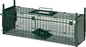 Outsunny živá past na zvířata 60x18x20 cm s ocelovým rámem a 2 dvířky pro kočky, králíky, veverky a fretky - Zelená | Aosom