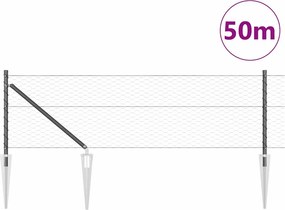 Hexagonální plot s podpěrou 50 x 0,6 m Ocel potažená PVC Šedá 3353265