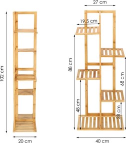 Dřevěný stojan na květiny SPRINGOS PLANT 6