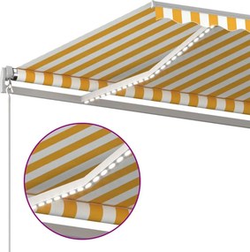 Ručně zatahovací markýza s LED světlem 400 x 350 cm žlutobílá 3068983