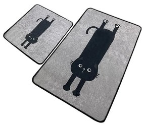 Černo-šedé koupelnové předložky v sadě 2 ks 60x100 cm Comfort – Foutastic