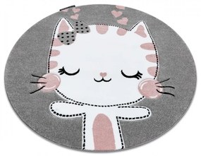 Dywany Łuszczów Dětský kusový koberec Petit Kitty cat grey kruh ROZMĚR: 160x160 (průměr) kruh